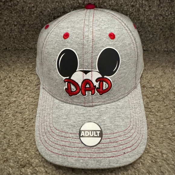 Disney | Accessories | Disney Dad Cap Strap Back Gray Red Mens ...